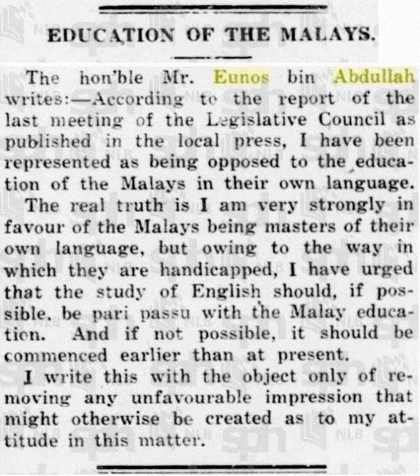 Eunos Abdullah – An Early Malay Nationalist – Museum Volunteers, JMM